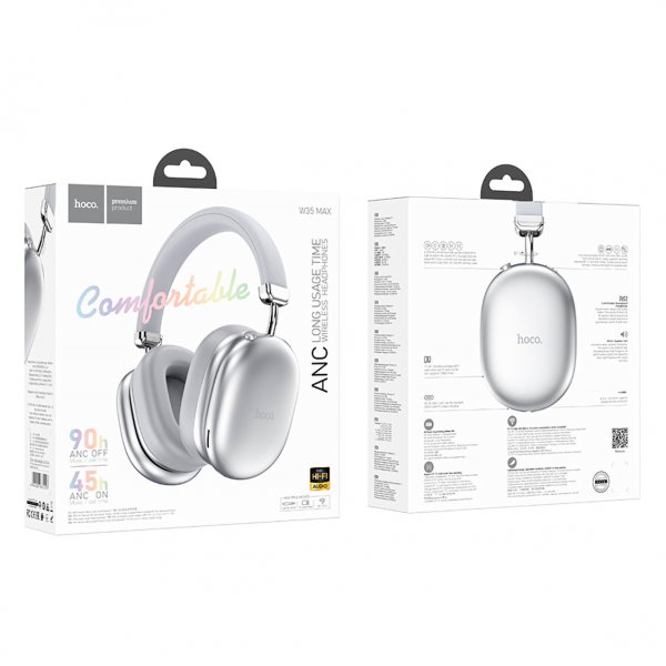 Bluetooth гарнитура (стерео) Hoco W35 Max (v. 5.4), полноразмерная, ANC ...