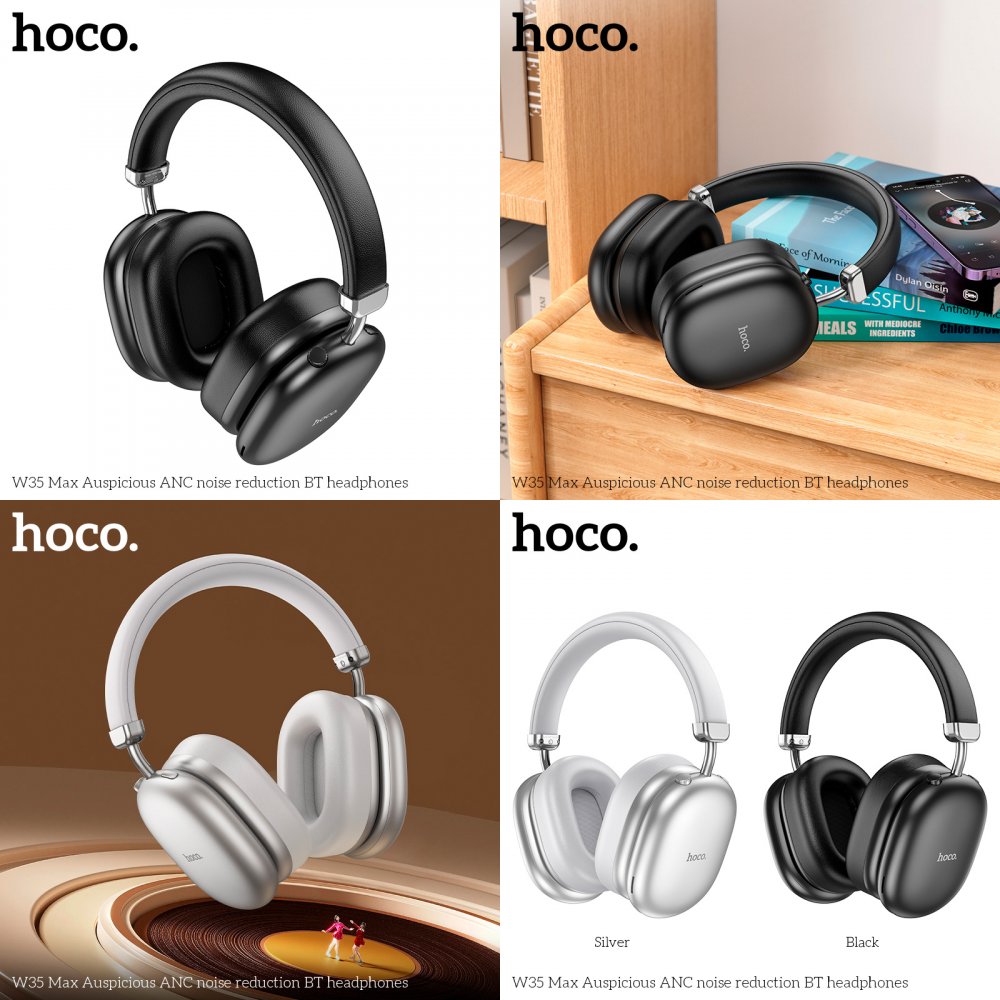 Bluetooth гарнитура (стерео) Hoco W35 Max (v. 5.4), полноразмерная, ANC ...