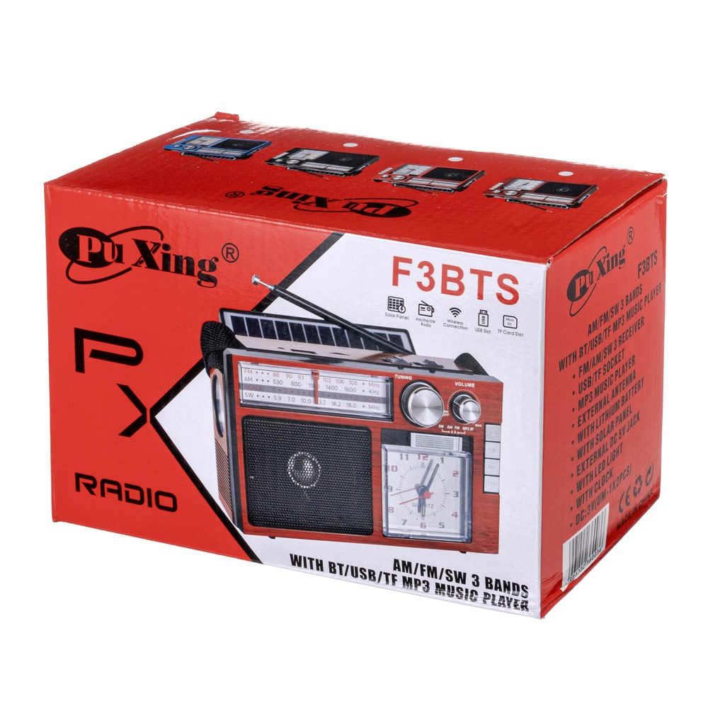 Радиоприемник PuXing F3BTS (Bluetooth/USB/TF/SD/FM/фонарь/(220V, 2xD ...